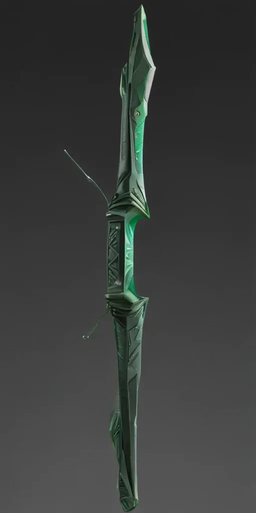 Intricately Designed Green Bow with Unique Patterns and Elegant Curves