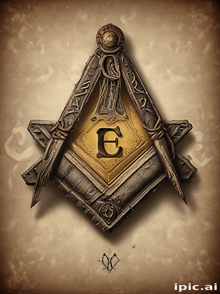 Intricate Emblem Featuring Symbolic Tools Representing Freemasonry and ...