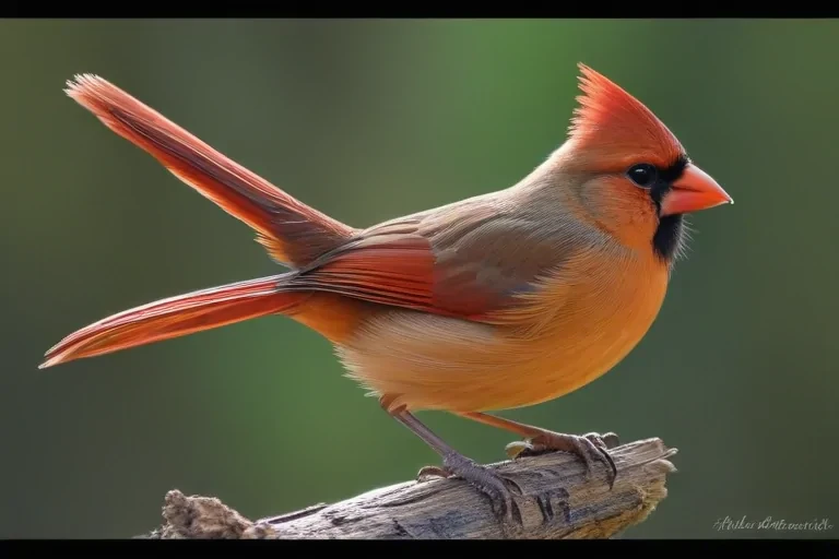 Vibrant Northern Cardinal Perched Gracefully on a Natural Wood Log