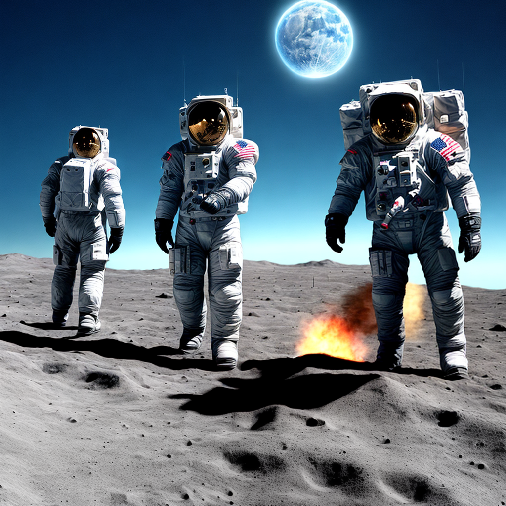 A men team on moon mission