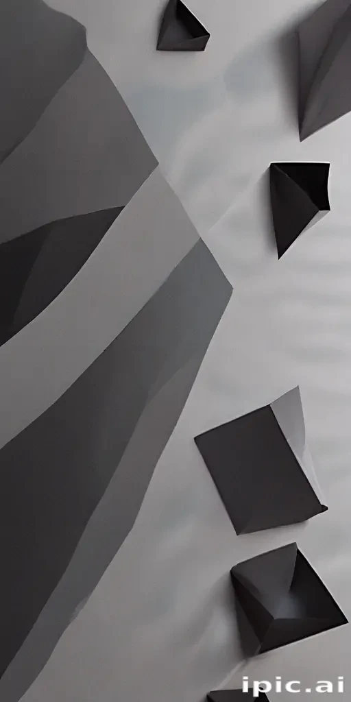 Abstract Composition of Geometric Shapes Floating Against a Soft Background