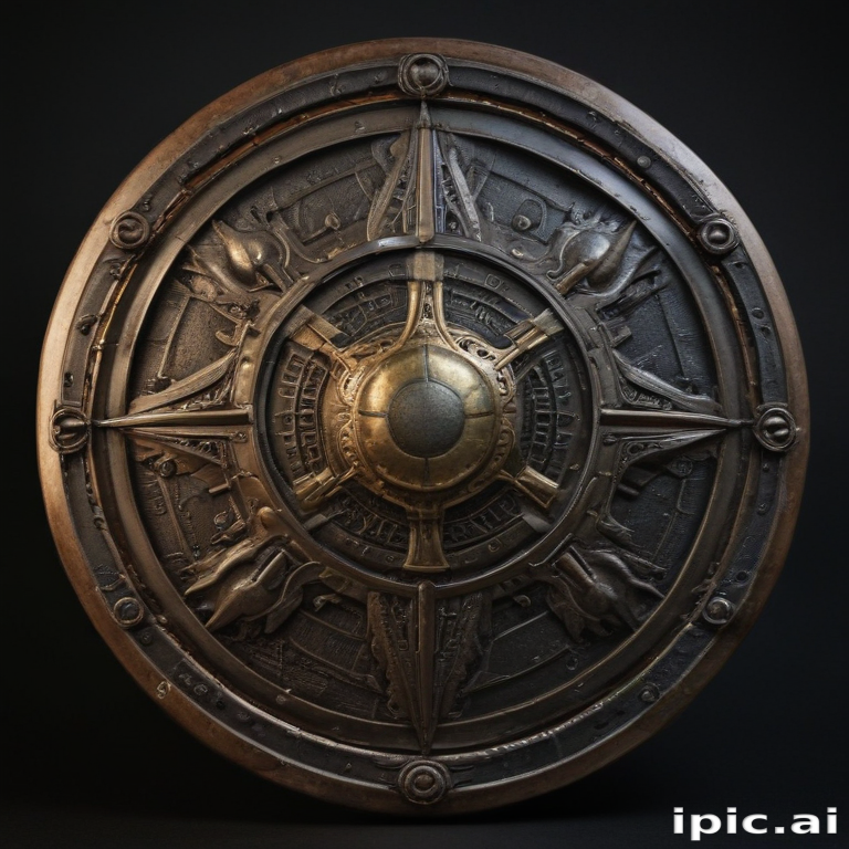 Intricately Designed Medieval Shield Featuring Ornate Patterns and ...