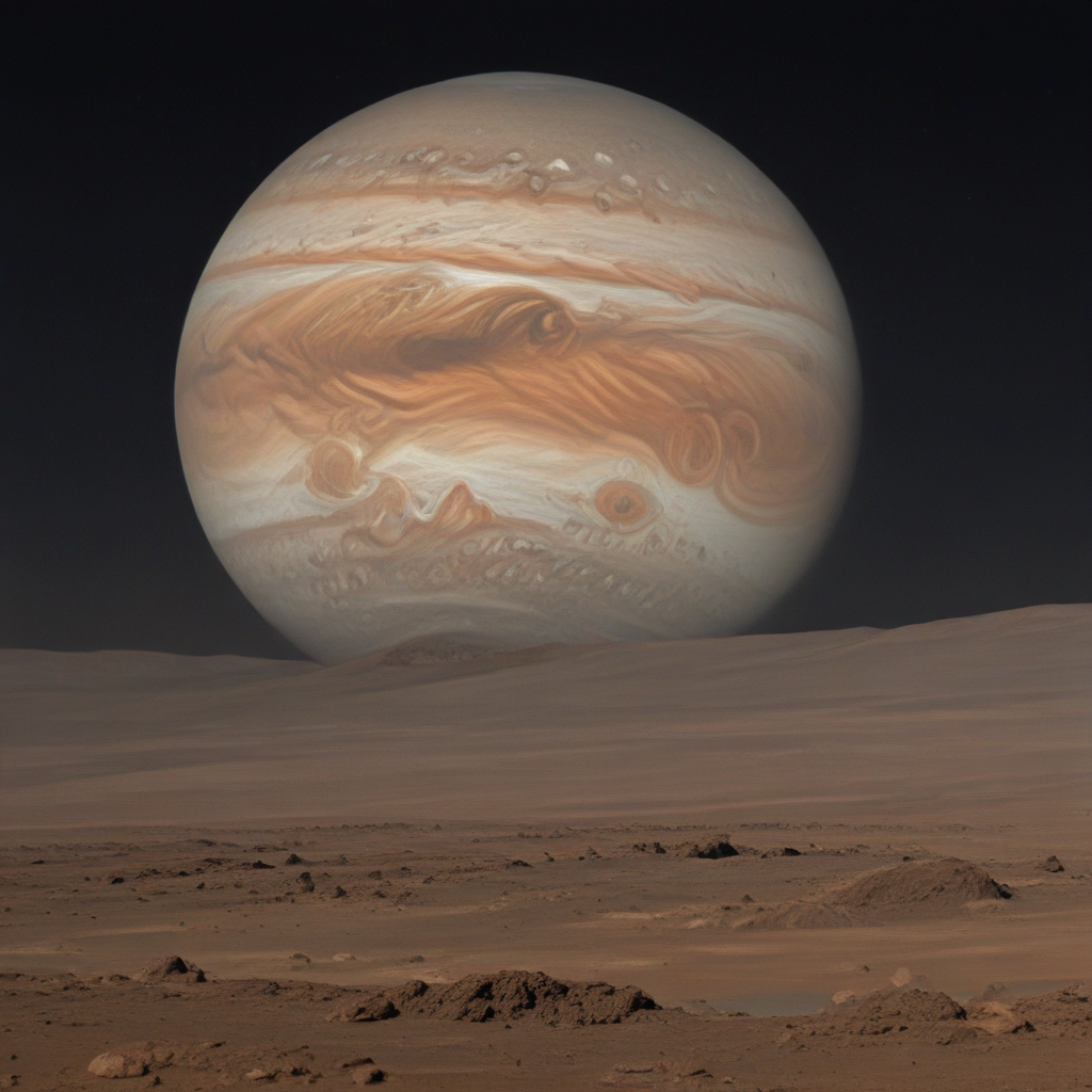 view of jupiter from mars