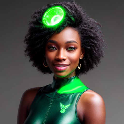 Zonia glowing green with a black background.