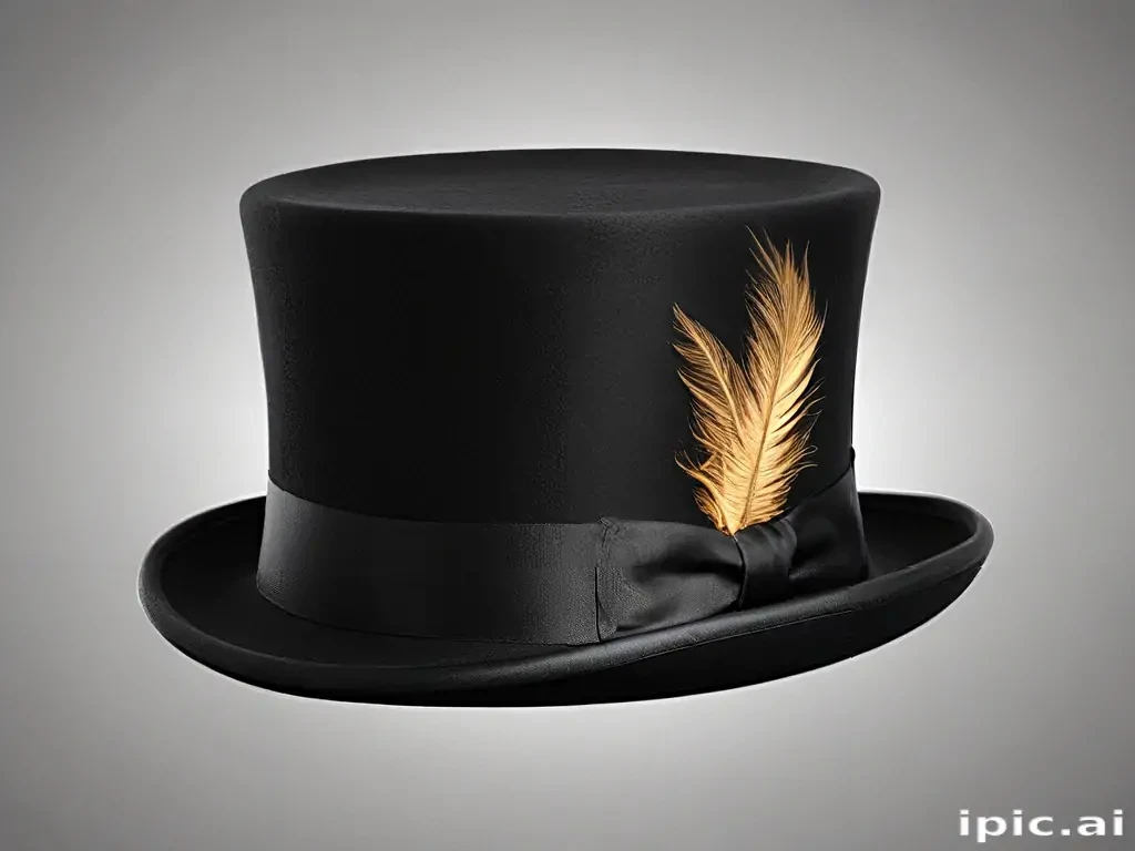 Elegant Black Top Hat with Feather Accent for Formal Occasions