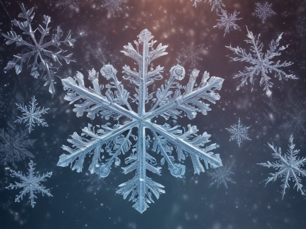 Delicate Snowflakes Glistening in a Winter Wonderland of Sparkling Ice