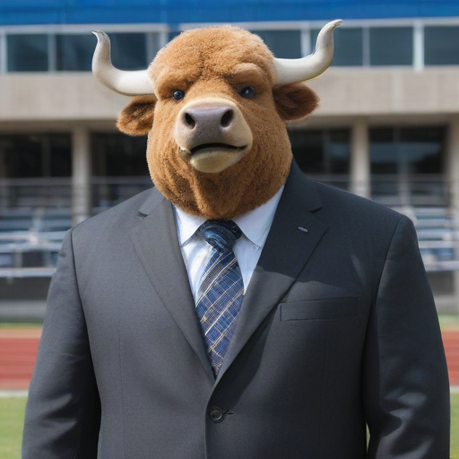 university at buffalo bull mascot in suit