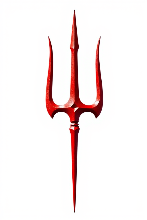 Create a high-resolution digital illustration of a red trident with ...