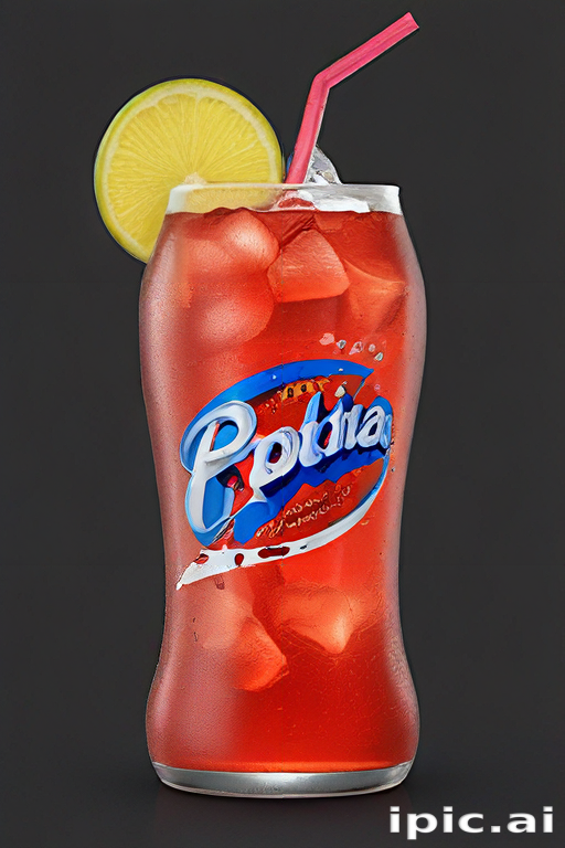 Refreshing Cold Beverage with Ice and a Slice of Lemon Garnish