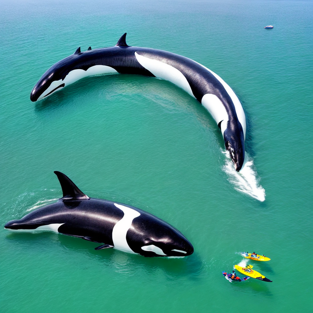 giant inflatable orca beach