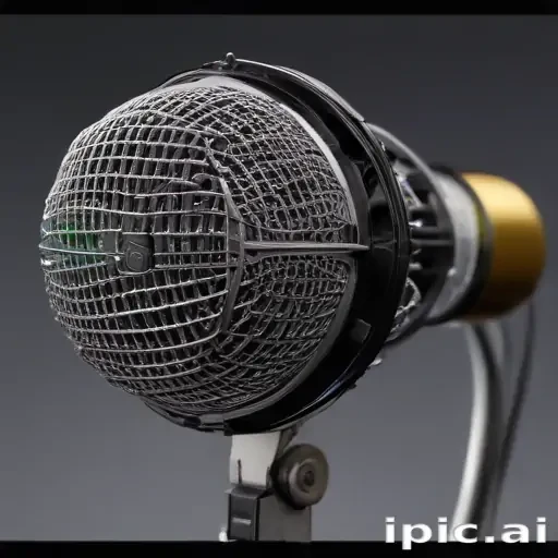 Close-Up View of a Vintage Microphone with Intricate Metal Grille Design