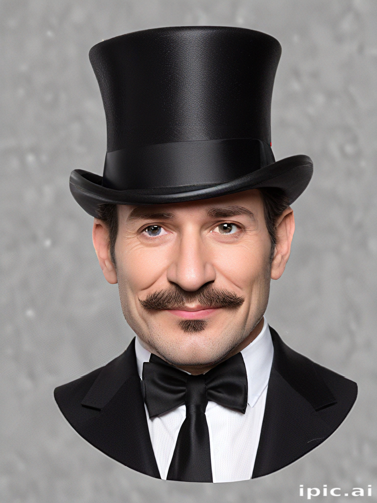 Elegant Man in Formal Attire with a Top Hat and Bowtie