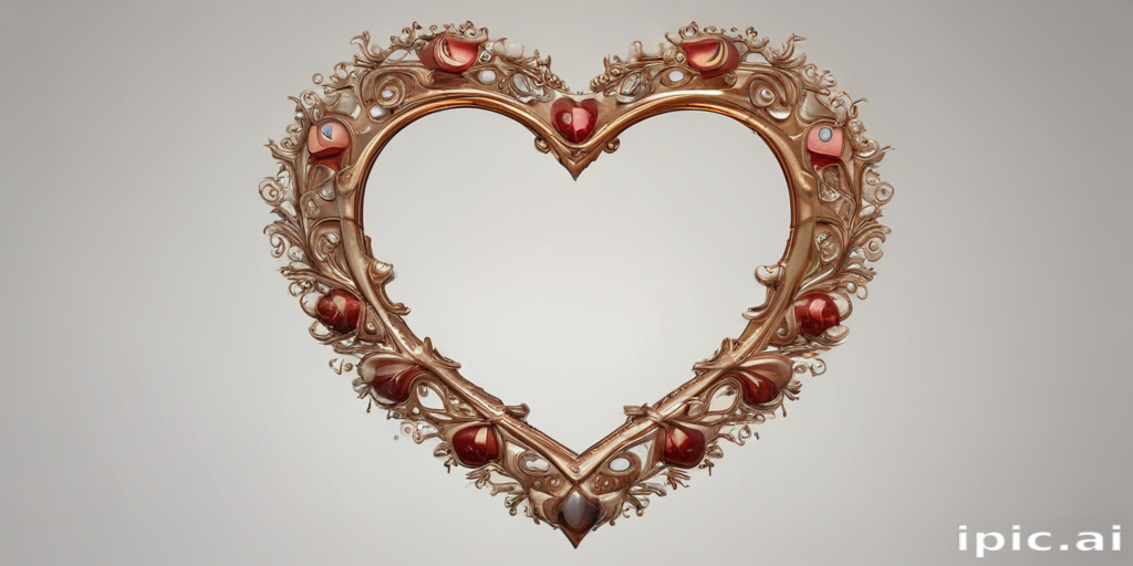 Intricate Decorative Heart-Shaped Frame Adorned with Elegant Gems and ...