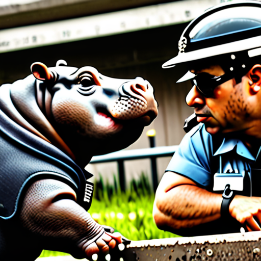 hippo fighting police