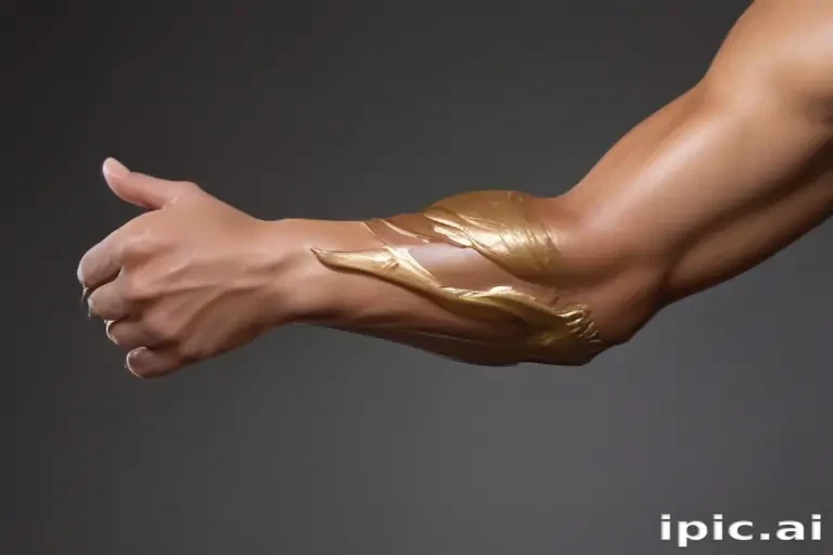 Artistic Representation of a Hand with Golden Paint on Arm