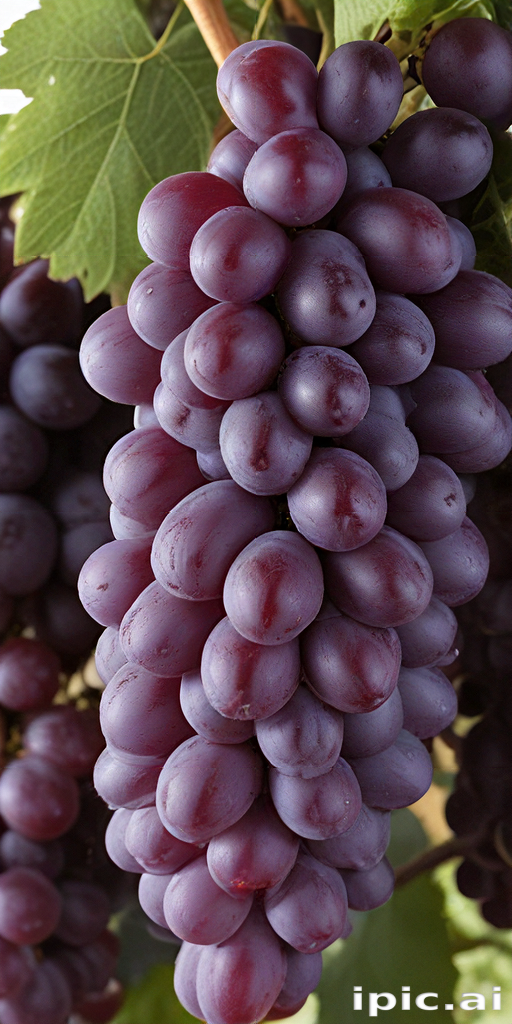 A Close-Up View of Plump and Juicy Purple Grapes Hanging from a Vine
