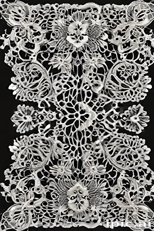 Intricate White Lace Design Featuring Floral Patterns and Elegant Details