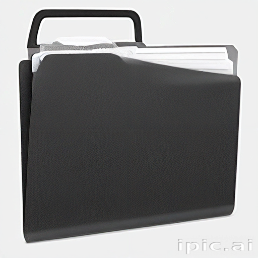 Stylish Black File Folder with Papers, Ideal for Organized Document Storage