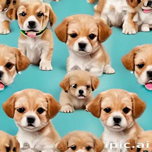 Adorable Pups: A Playful Collage of Cute, Fluffy Puppy Faces