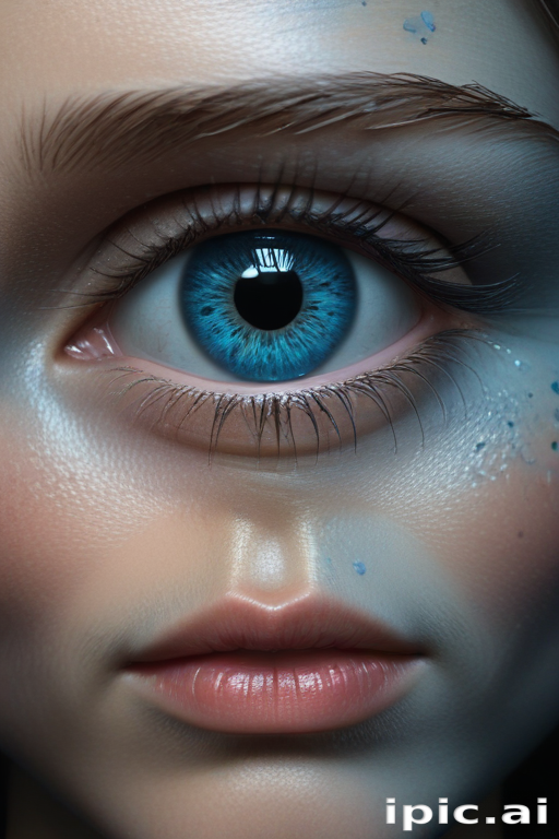 Close-Up Portrait Emphasizing Striking Blue Eye and Subtle Facial Features