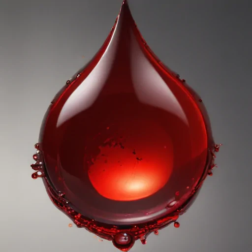 Close-Up of a Single Droplet of Vivid Red Liquid Suspended in Air