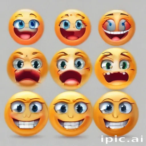 Colorful Collection of Expressive Emoji Faces Showing Various Emotions ...