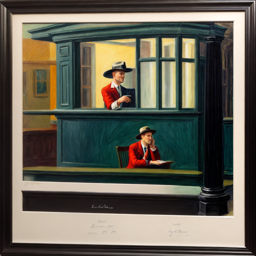 framed portrait picture of Edward Hopper Great Famous Painting （copy ...