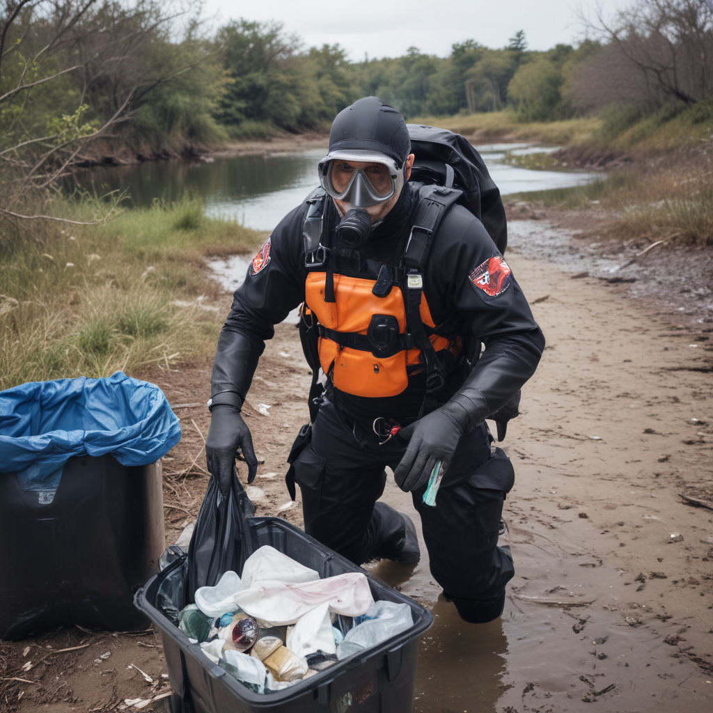 a man in scuba gear taking the trash out