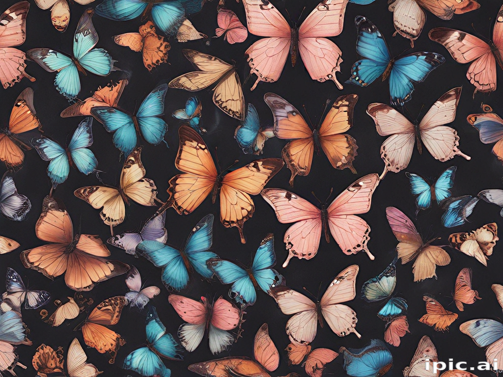 A Vibrant Array of Colorful Butterflies Spreading Joy Across a Dark ...