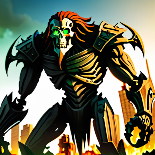 A giant founding titan, made with only bones, standing before a ...