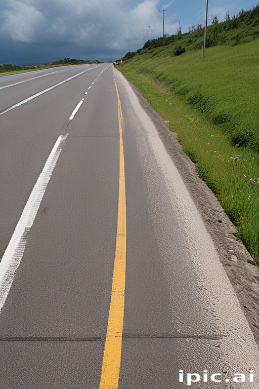 Wide Open Highway Stretching Into the Distance Under Dramatic Cloudy Sky