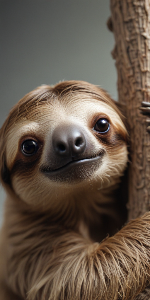 Adorable Sloth Smiling While Clinging to a Tree Branch