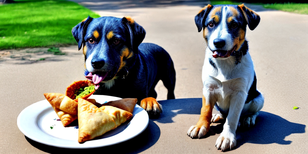 A dog eating samosa with hands