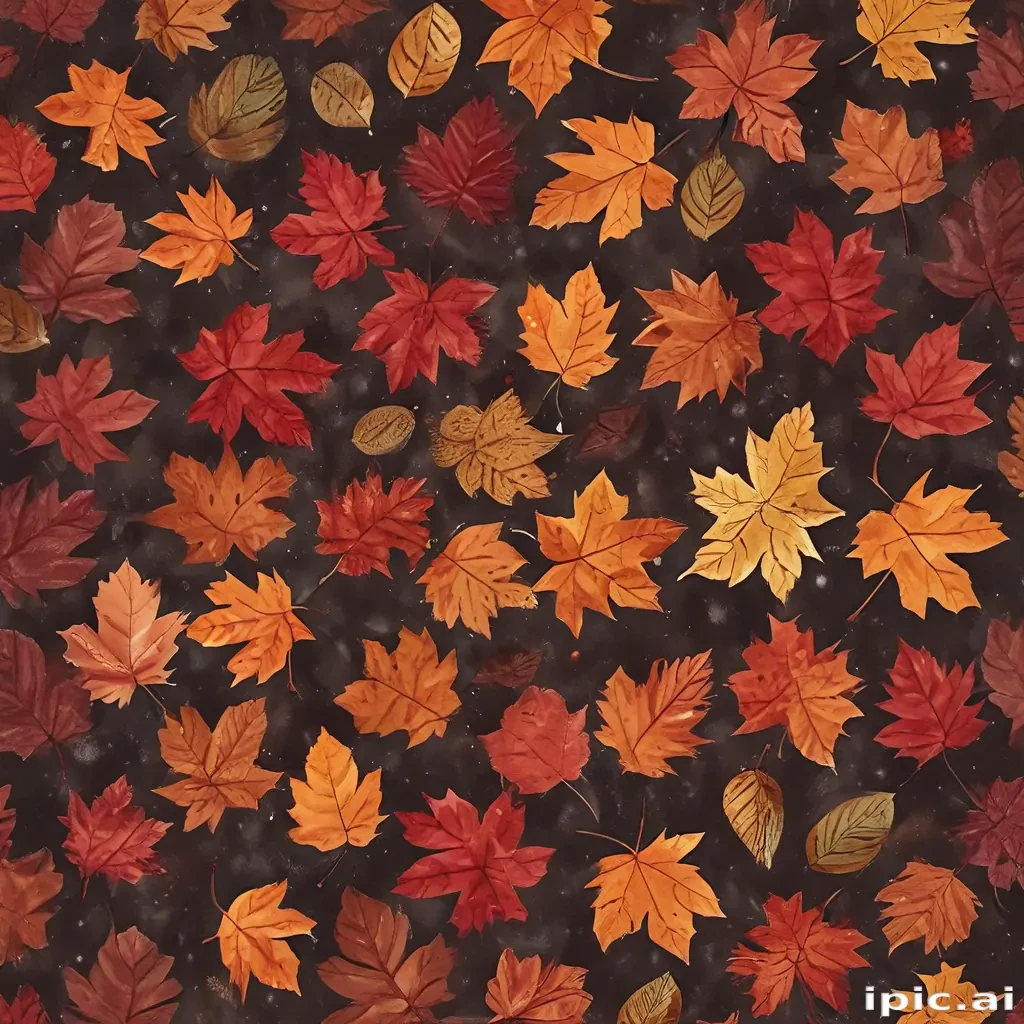 Colorful Autumn Leaves Scatter on a Dark Background in Nature's Beauty
