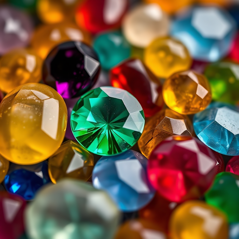 A Colorful Array of Sparkling Gems and Jewels in Various Shapes.