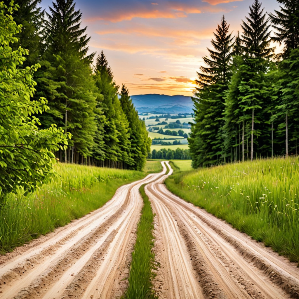 beautiful landscape with dirt road