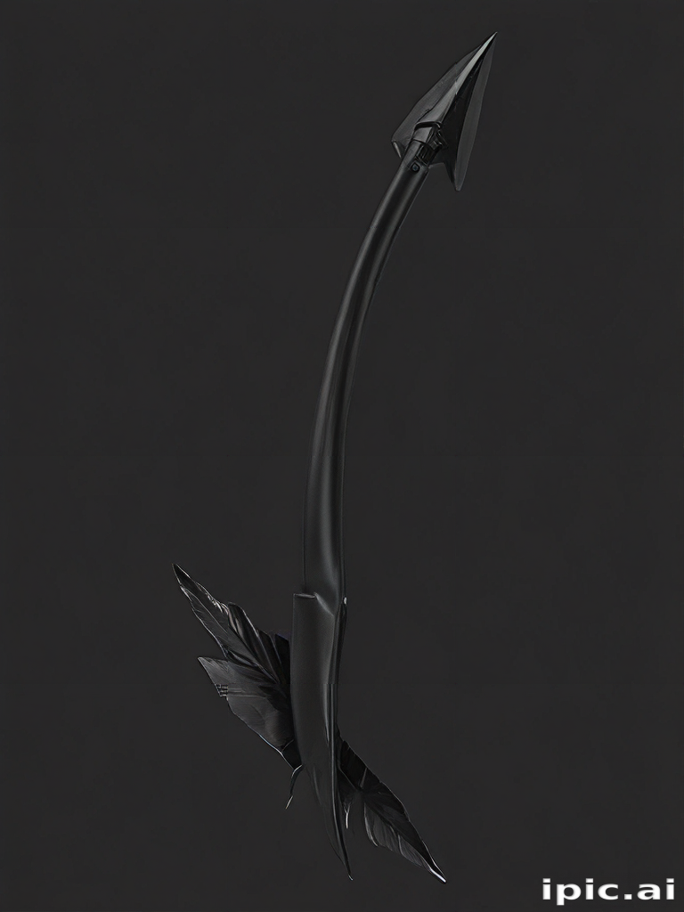 Elegant Black Arrow with Sleek Design and Leaf-Like Accents