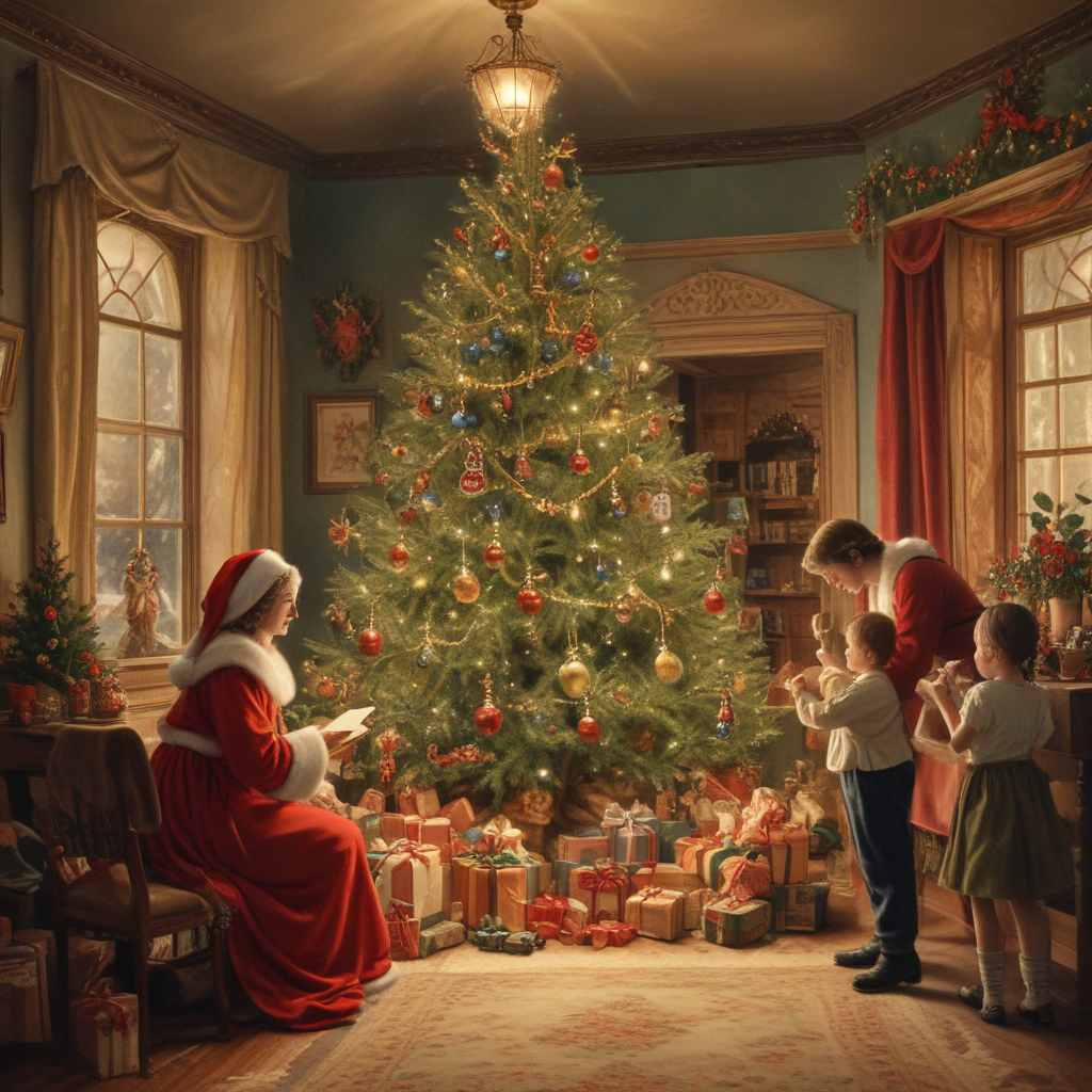 Joyful Christmas Morning: Family Gathered Around a Beautifully ...