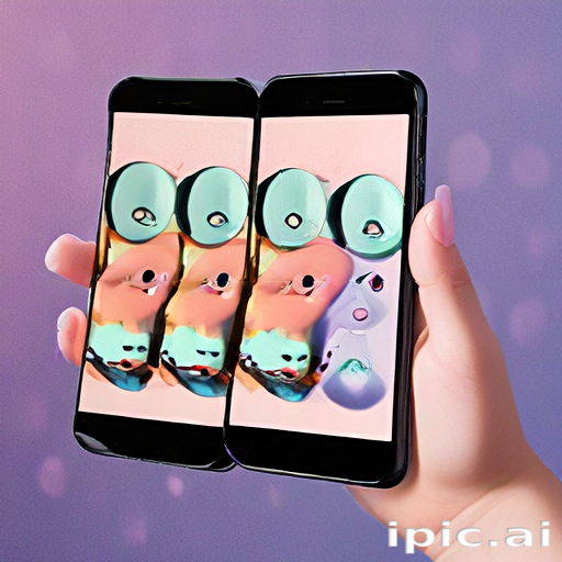 Creative Display of Colorful Phone Screens Showcasing Abstract Digital Art