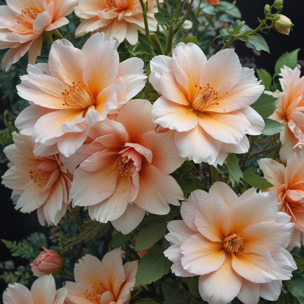 A Beautiful Bouquet of Soft Peach and Cream Color Flowers in Bloom.