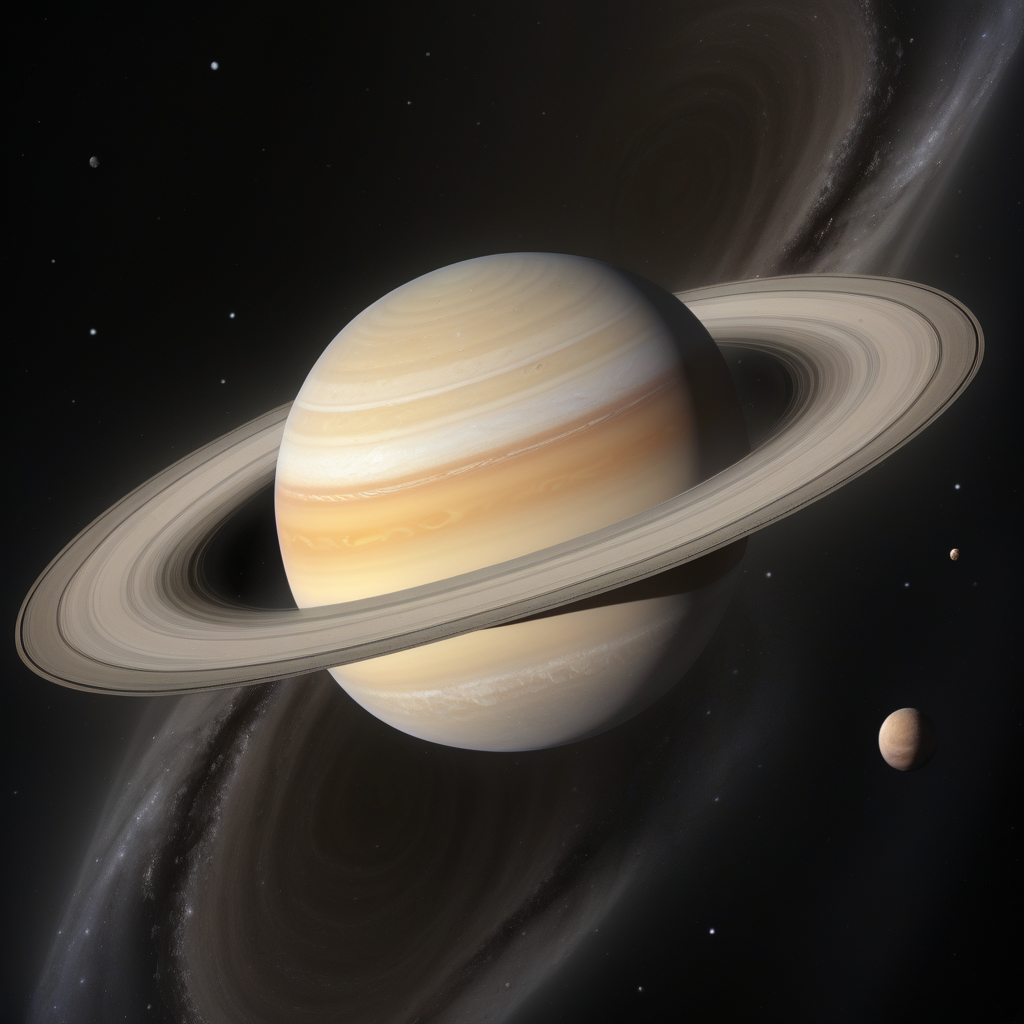 Stunning View of Saturn Surrounded by Its Majestic Rings and Moons