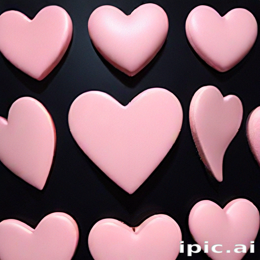 Colorful Pink Hearts Arranged Beautifully on a Dark Background Display