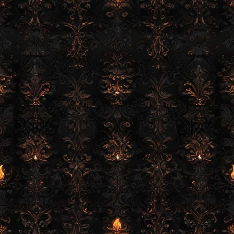 Elegant Dark Floral Pattern with Subtle Warm Lighting Accents and Textures.