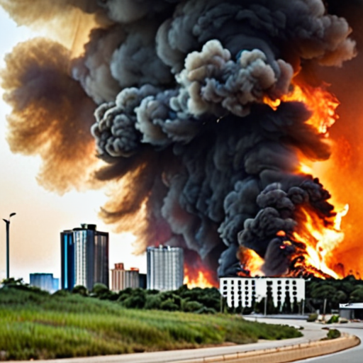 forest fire approaching a city