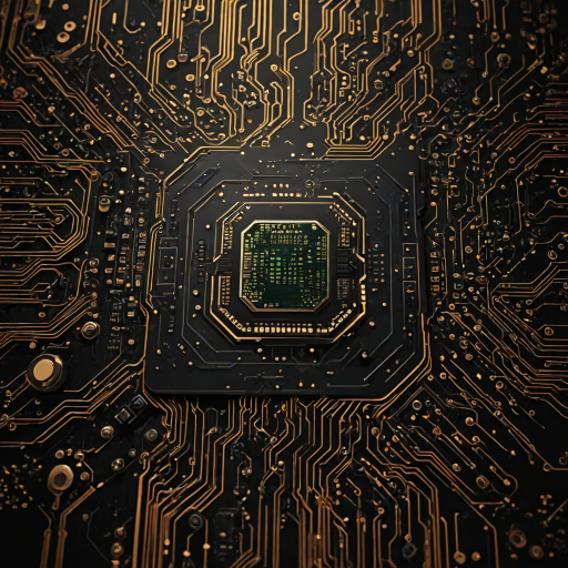 Intricate Circuit Board Design Showcasing Complex Patterns and Connections