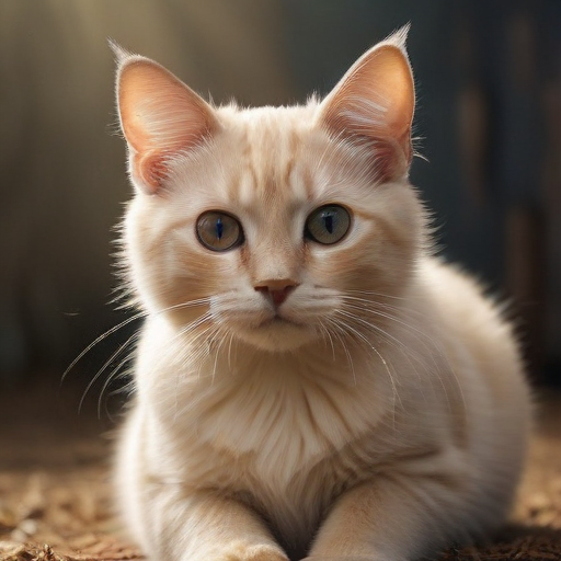 A Beautiful Cream-Colored Cat with Striking Blue and Green Eyes.