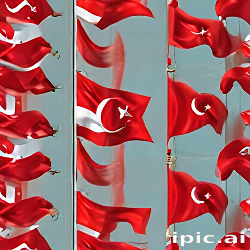Vibrant Display of Turkish Flags in a Dynamic, Colorful Arrangement