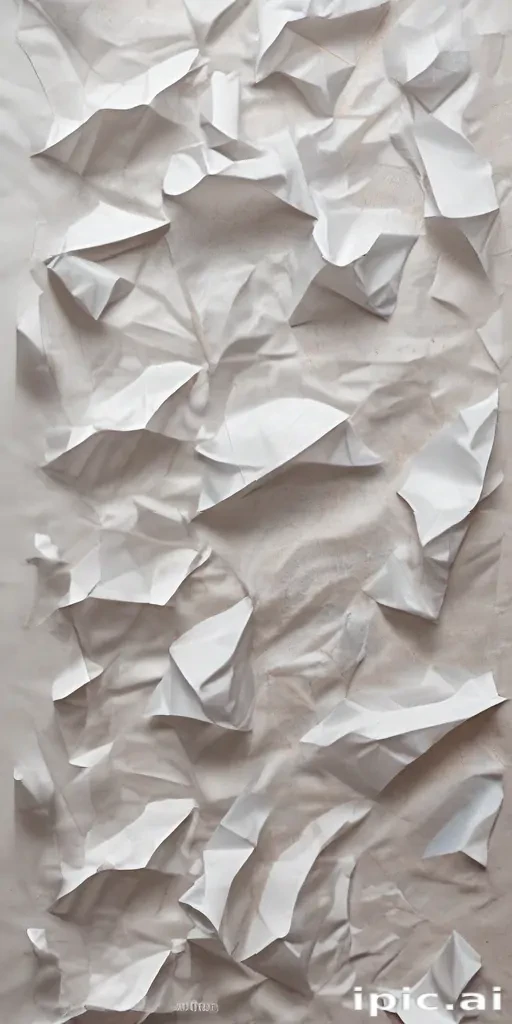 Textured Abstract Composition of Crumpled White Paper in Natural Light