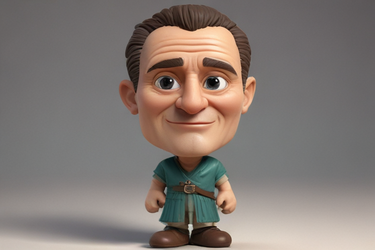 Show a humorous exaggerated caricature depiction of Julius Caesar seen ...