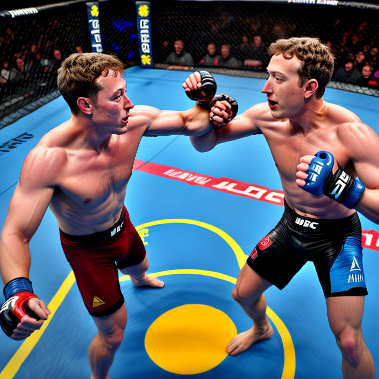 Elon Musk and Mark Zuckerberg Fighting jiu jitsu in UFC Octagon Fight ...